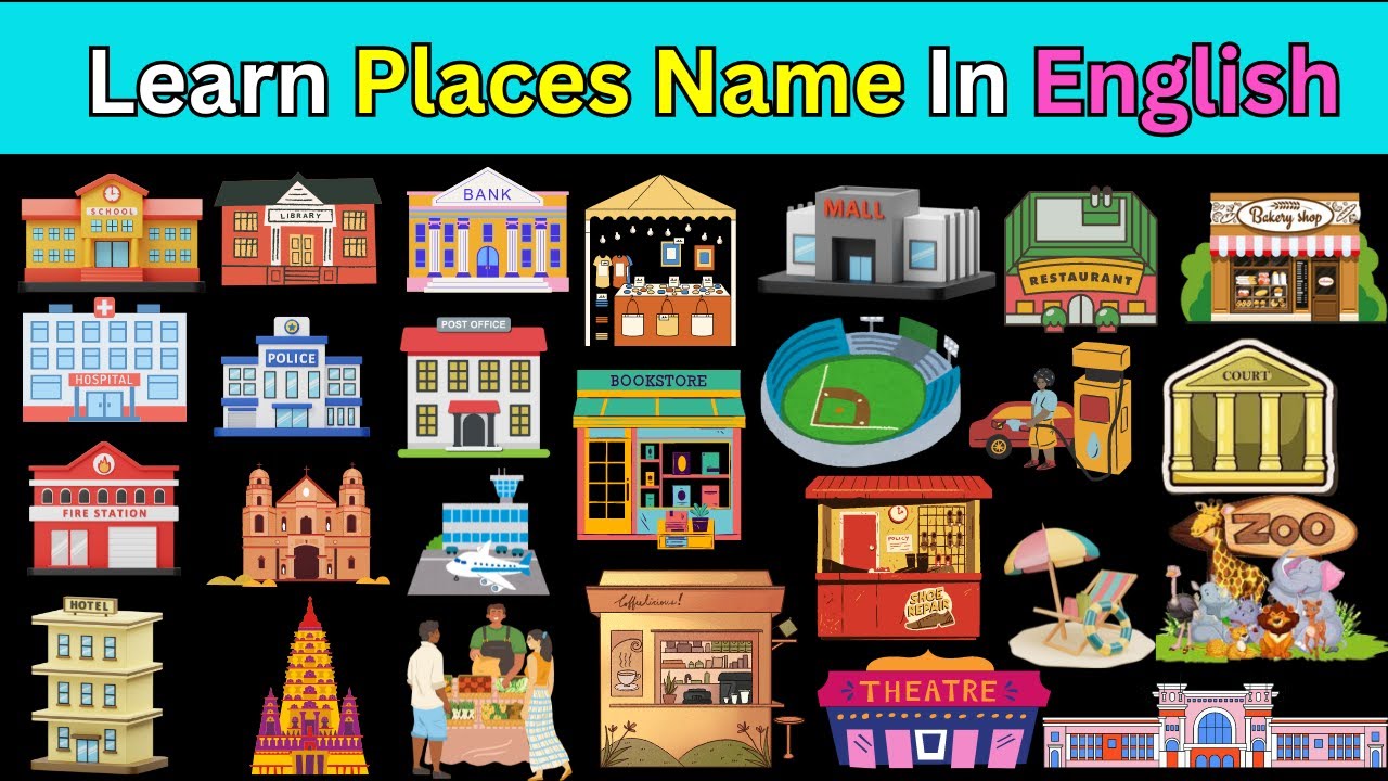 Learn Places Name for Kids in English | Public Places in English | List ...