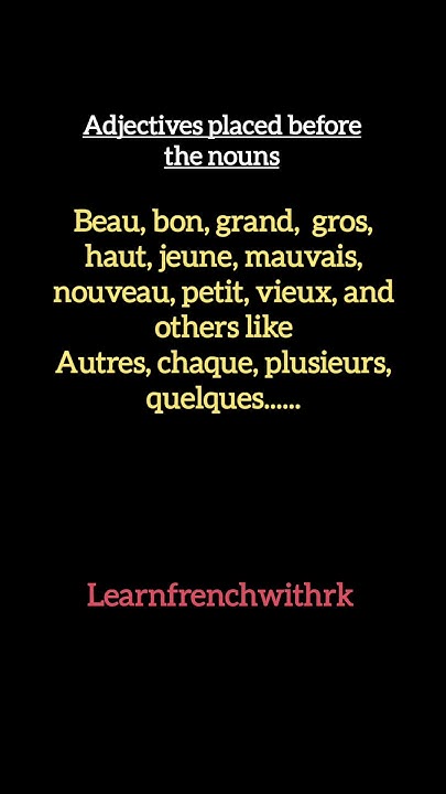 Adjectives which comes before nouns in French #learnfrench # ...