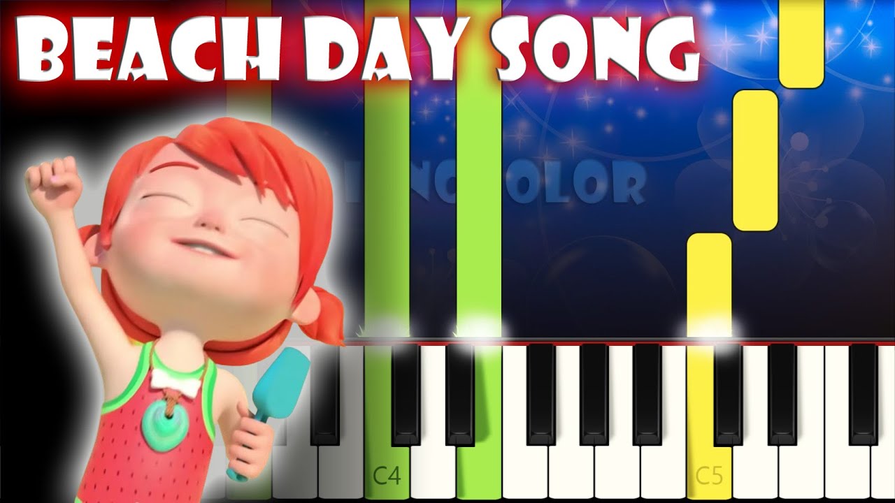 Beach Day Song - Cocomelon Nursery Rhymes | Piano Tutorial | Karaoke ...