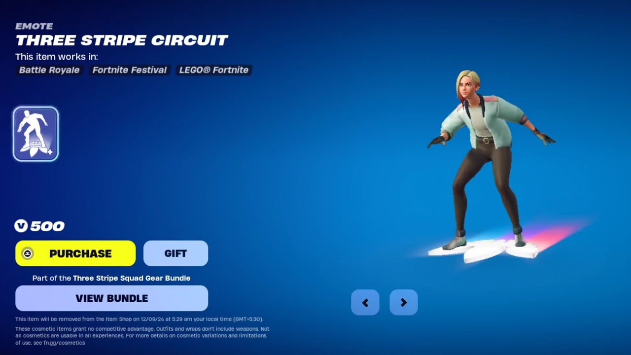 Fortnite Three Stripe Circuit Emote Return In Item Shop and Three ...