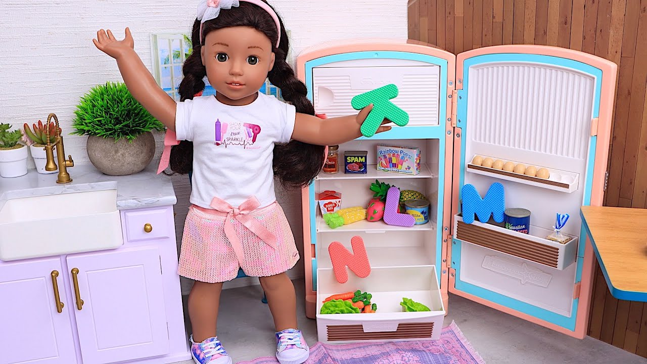 Doll practice ABC's with Hide & Seek Game! Play Dolls school story ...