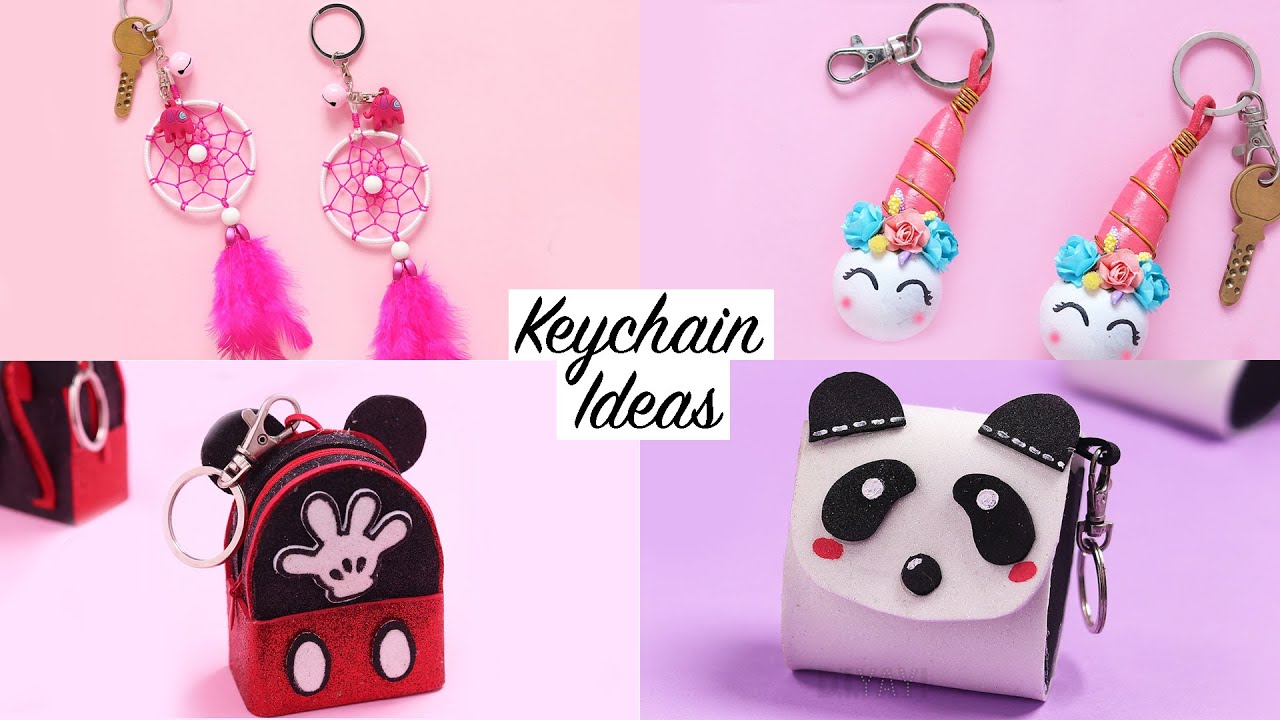 4 Easy Keychain Ideas | How to make Keychain | DIY Keychain - YouTube