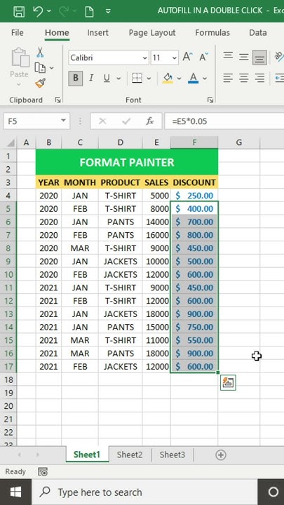 FORMAT MULTIPLE CELLS USING FORMAT PAINTER IN EXCEL - YouTube