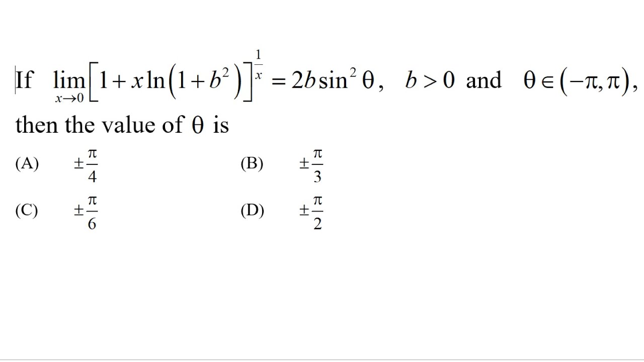 Solution: Limits f(x) raised to g(x) form - YouTube