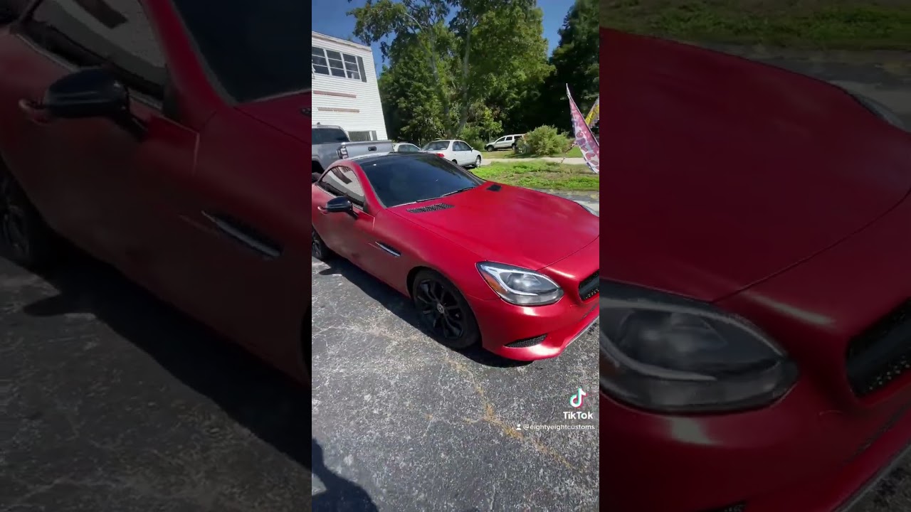 Mercedes Wrapped in 3M Satin Vampire Red. Wheels painted Gloss Black. 🔥 ...