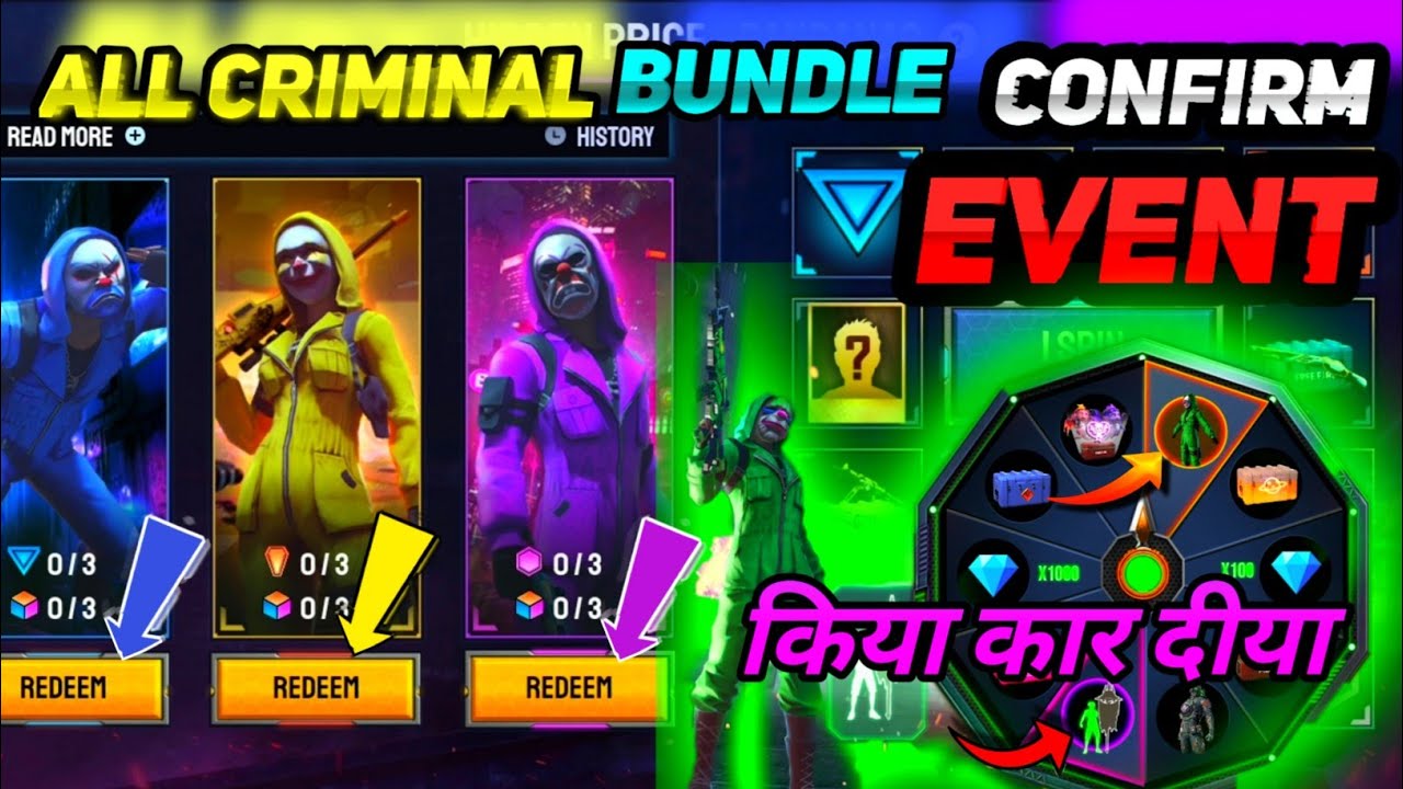 ALL CRIMINAL BUNDLE CONFIRM EVENT😱_garena free fire - YouTube