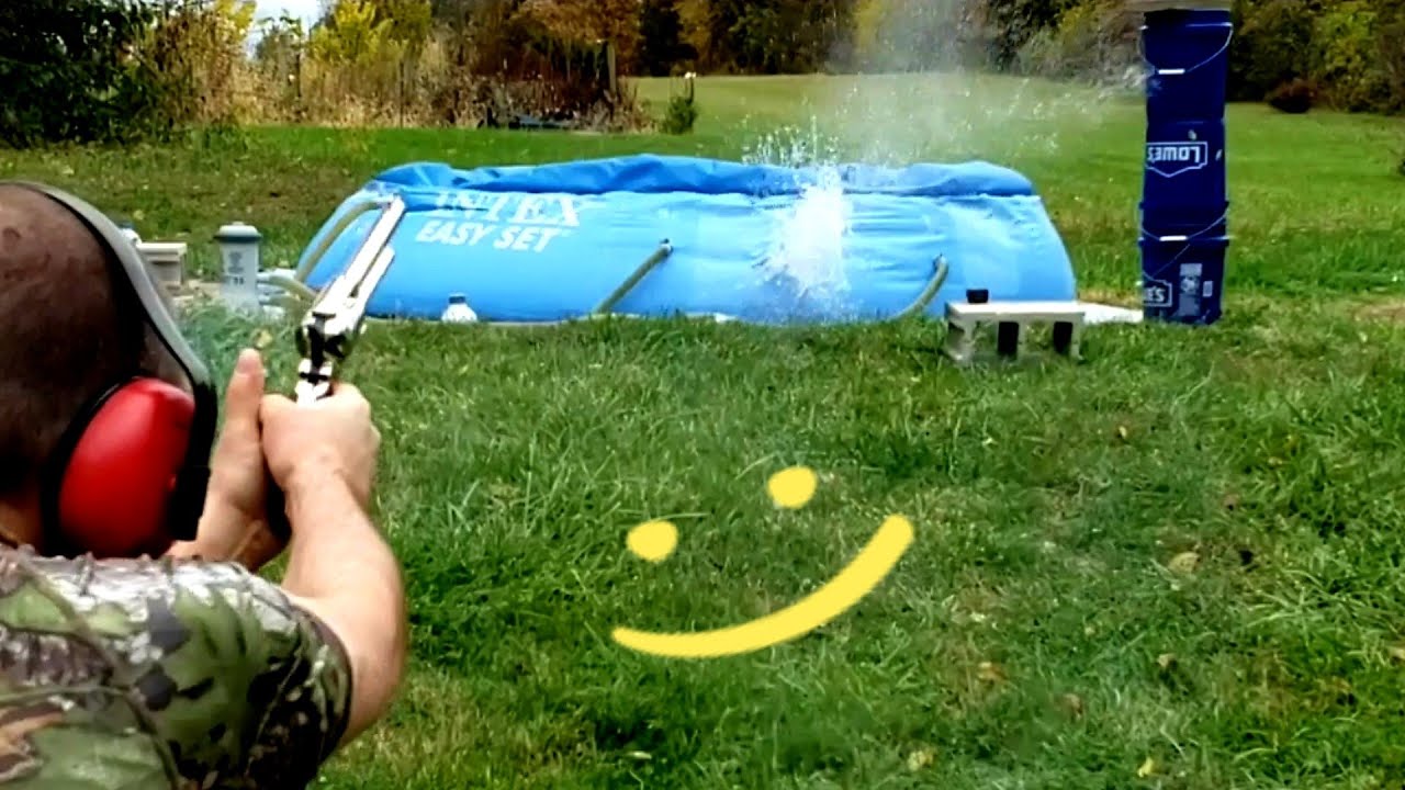 Shooting a Pool with a .44 Magnum and AK-47 - YouTube