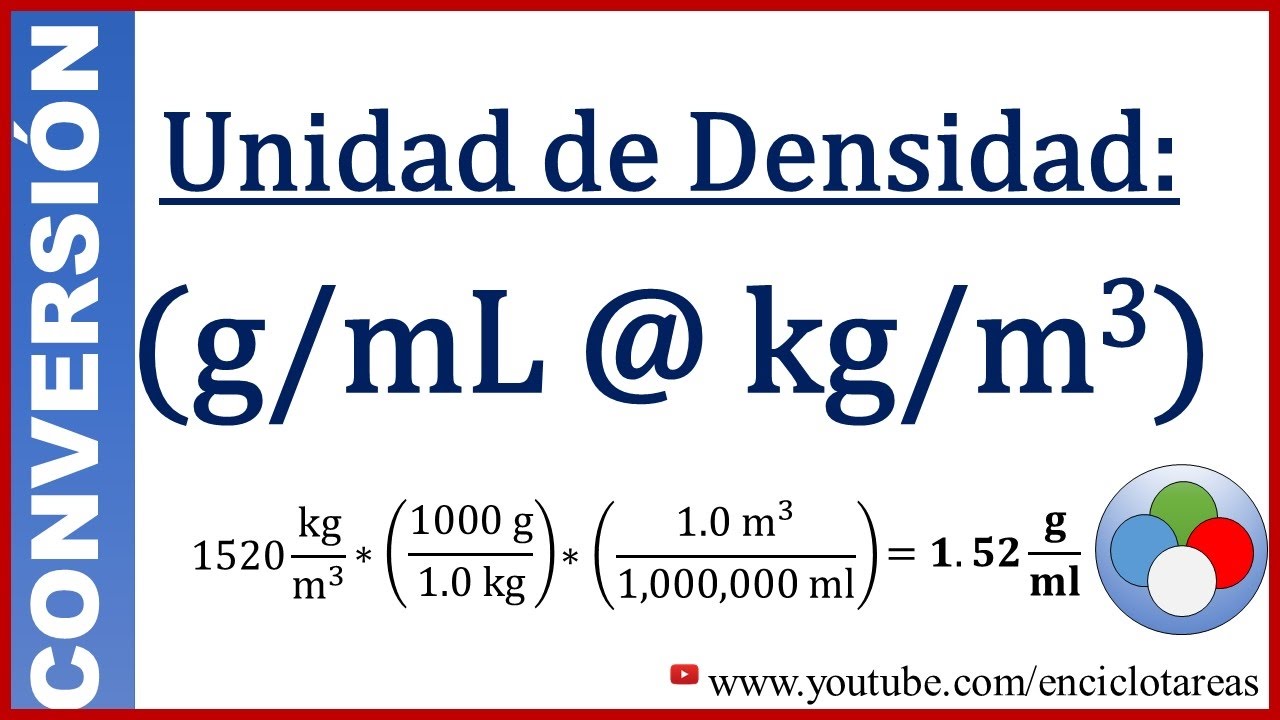 Convertir G ml A Kg m3 densidad YouTube