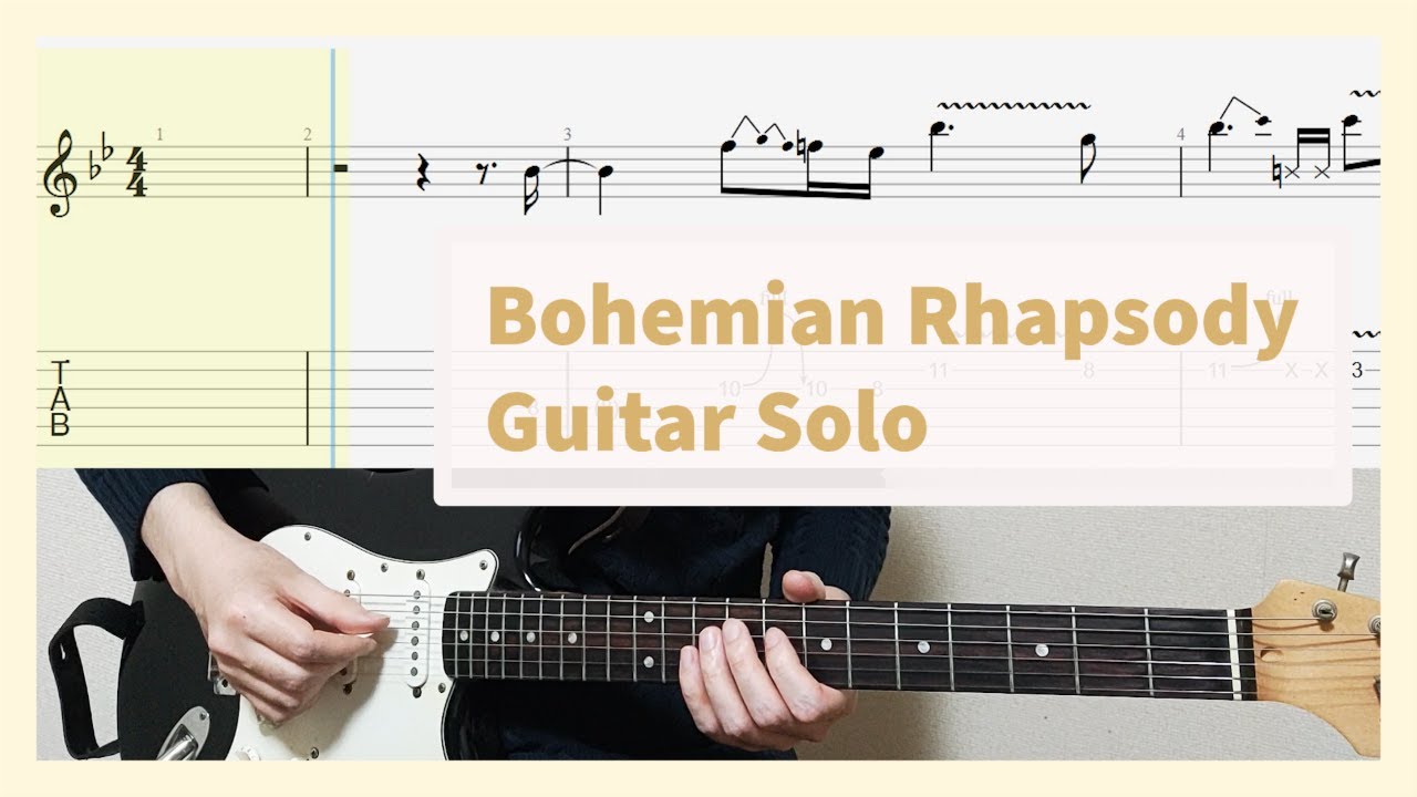 Queen - Bohemian Rhapsody Guitar Solo Cover with Tab - YouTube