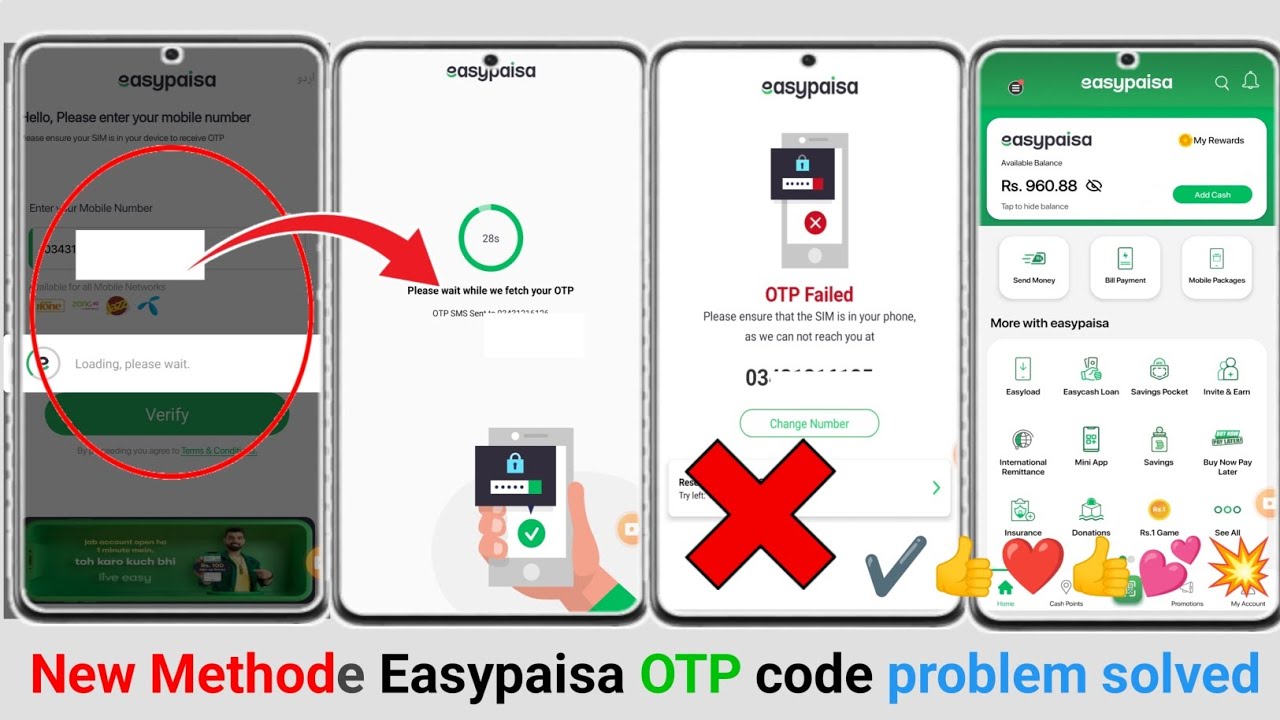 easypaisa otp code problem New Methode 2024 otp failed in easypaisa ...