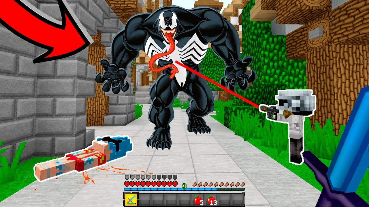 VENOM INVADE UN POBLADO EN MINECRAFT 😱 YOUTUBERS FAMOSOS VS VENOM - YouTube