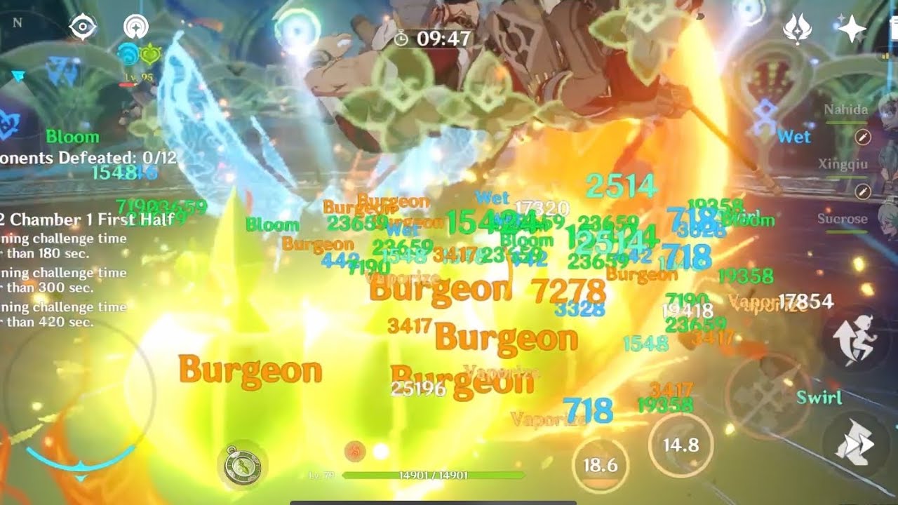 (F2P Build) Nahida Thoma Xingqiu Sucrose Burgeon Team Showcase | Spiral ...