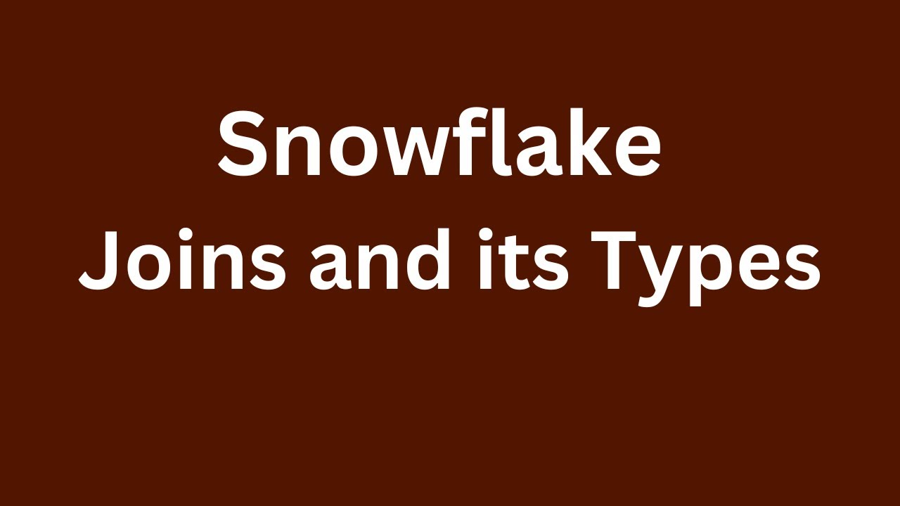 SQL Joins in Snowflake #sqljoins - YouTube