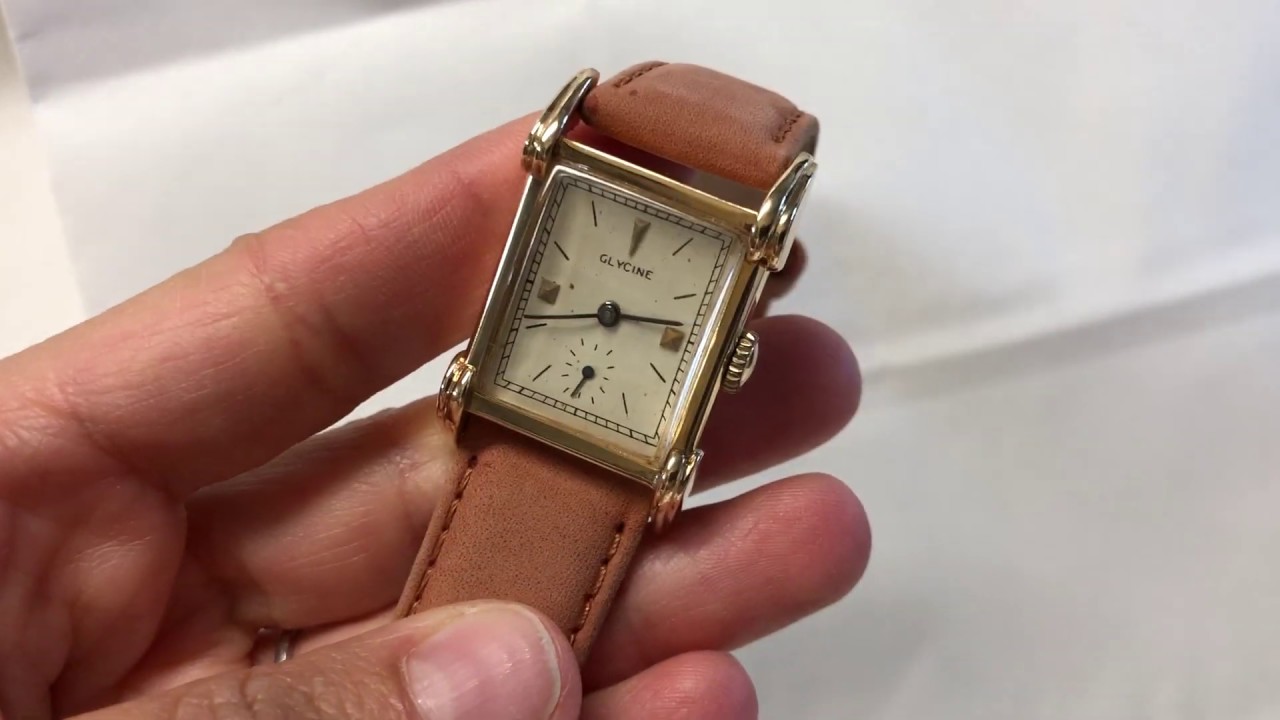 Glycine Watch 14K Solid Yellow Gold 17 Jewel C.1940s 17 Jewel Serviced ...