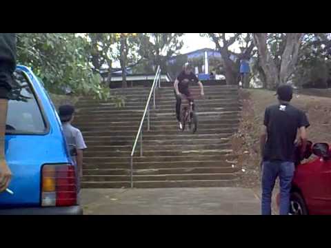 BMX Rider Takes Huge Fall Down Flight of Stairs Attempting 360 - YouTube