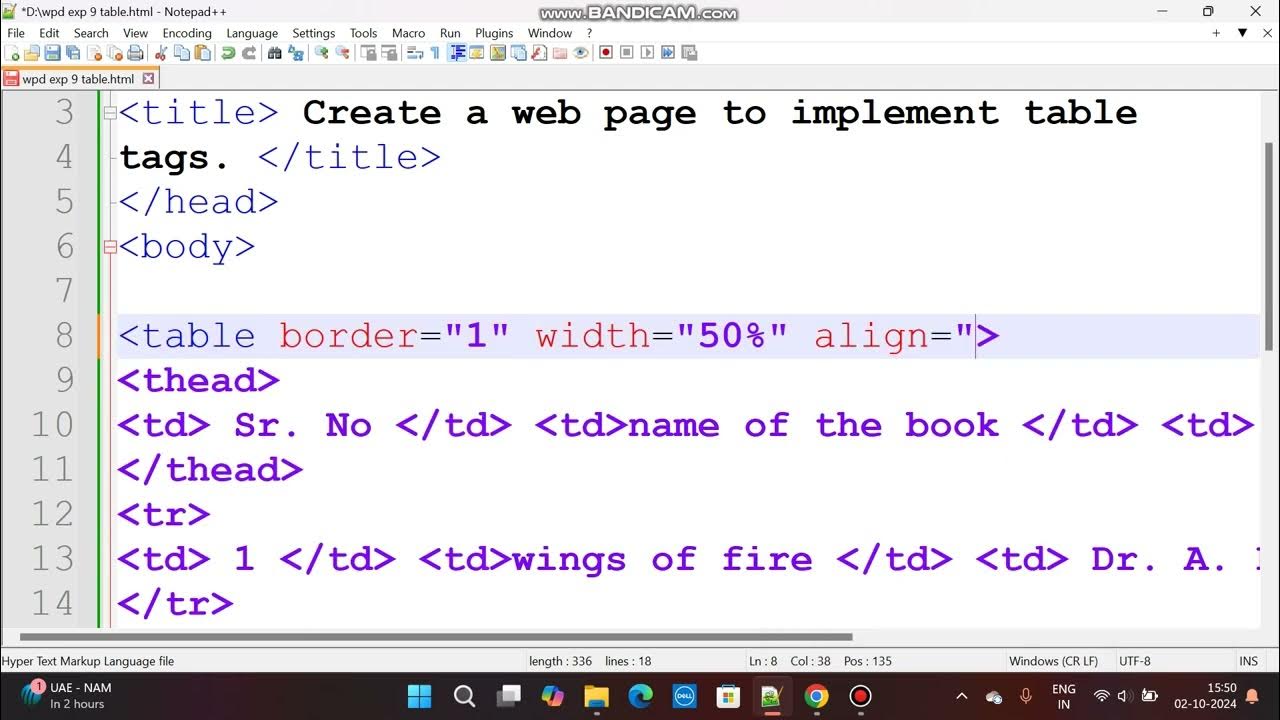 create webpage using table tags - YouTube