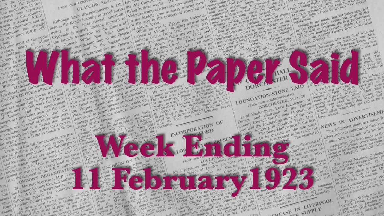 Week ending 11 February 1922 - YouTube