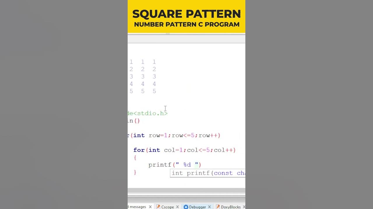 C Pattern Program 11111 22222 33333 44444 55555 Youtube