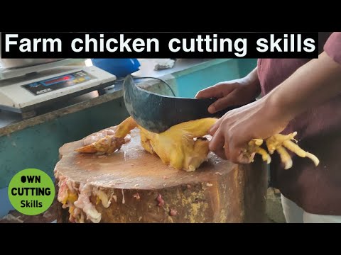 Farm Chicken Cutting Butcher Style | Live Chicken Cutting Skills Fast ...