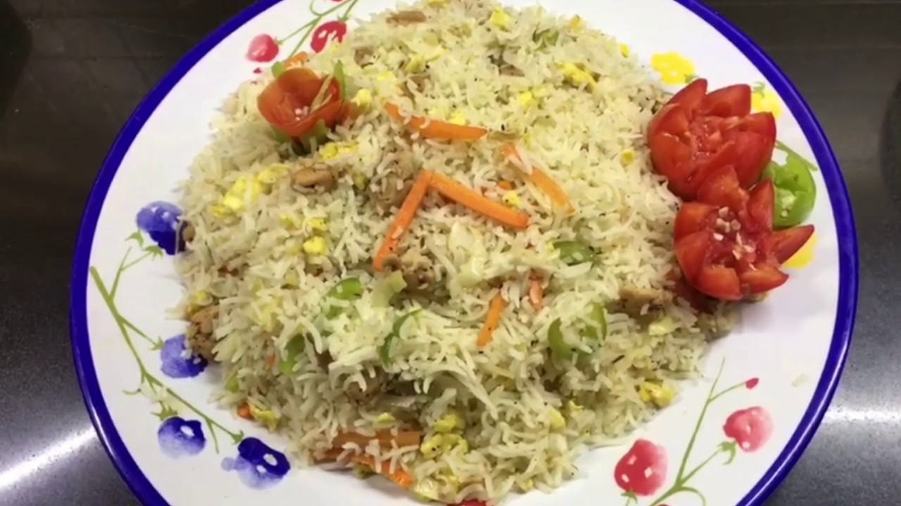 Chicken and vegetable fried rice recipe - YouTube