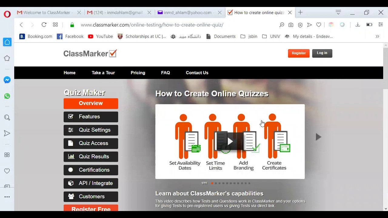 اجراء الاختبارات للطلبة عبر الانتر نت باستخدام تطبيقClass Marker - YouTube