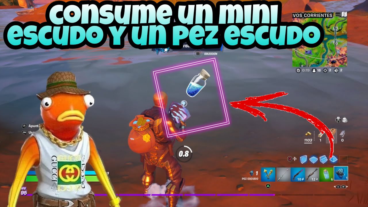🐟CONSUME UN MINI ESCUDO Y UN PEZ ESCUDO FORTNITE TEMPORADA 8🐟 - YouTube