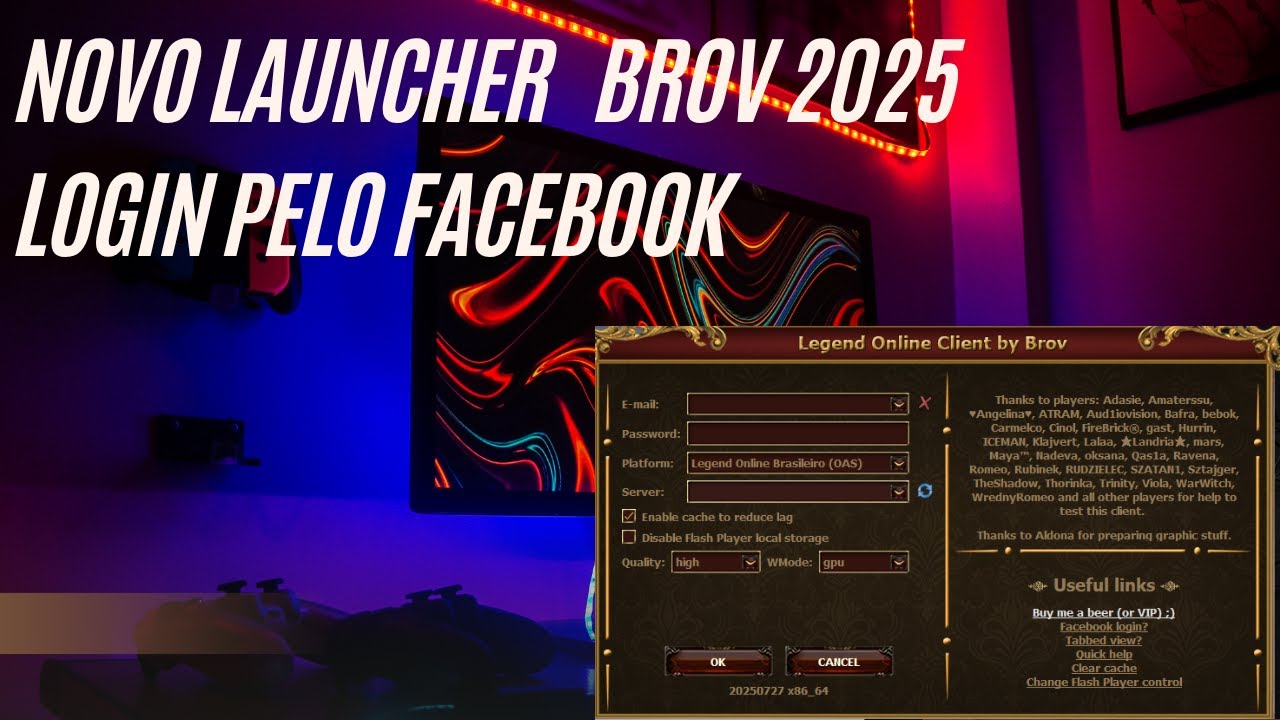 LEGEND ONLINE BR - NOVO LAUNCHER BROV 2025 + LOGIN PELO FACEBOOK - YouTube