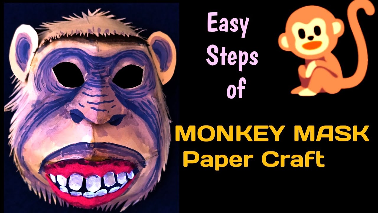 How To Make Monkey Hanuman Mask With Paper Animal Mask School Craft Project monkeymask how-to-make-monkey-hanuman-mask-with-paper-animal-mask-school-craft-project-monkeymask