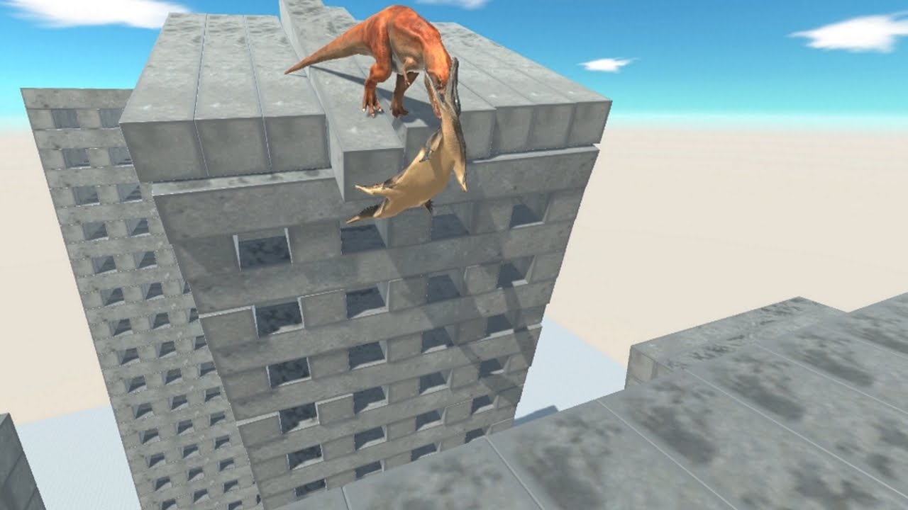 T-REX on Wobbly Buildings vs ALL UNITS Animal Revolt Battle Simulator ...