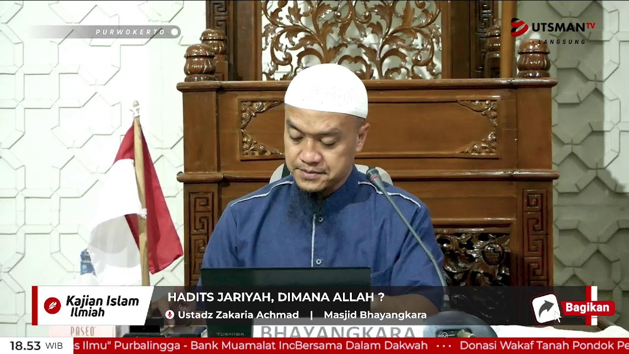 LIVE Hadits Jariyah, Dimana Allah ? - Ustadz Zakaria Achmad - YouTube