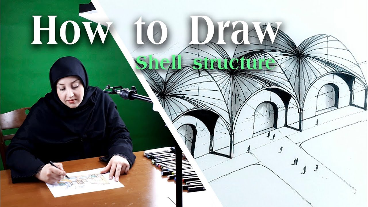 Architecture Sketch, How to draw Geometrical Shell Structure - YouTube