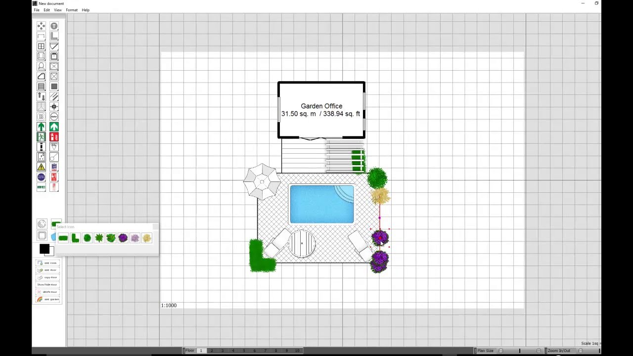 Garden Office Space Design with Visual Floor Planner - YouTube