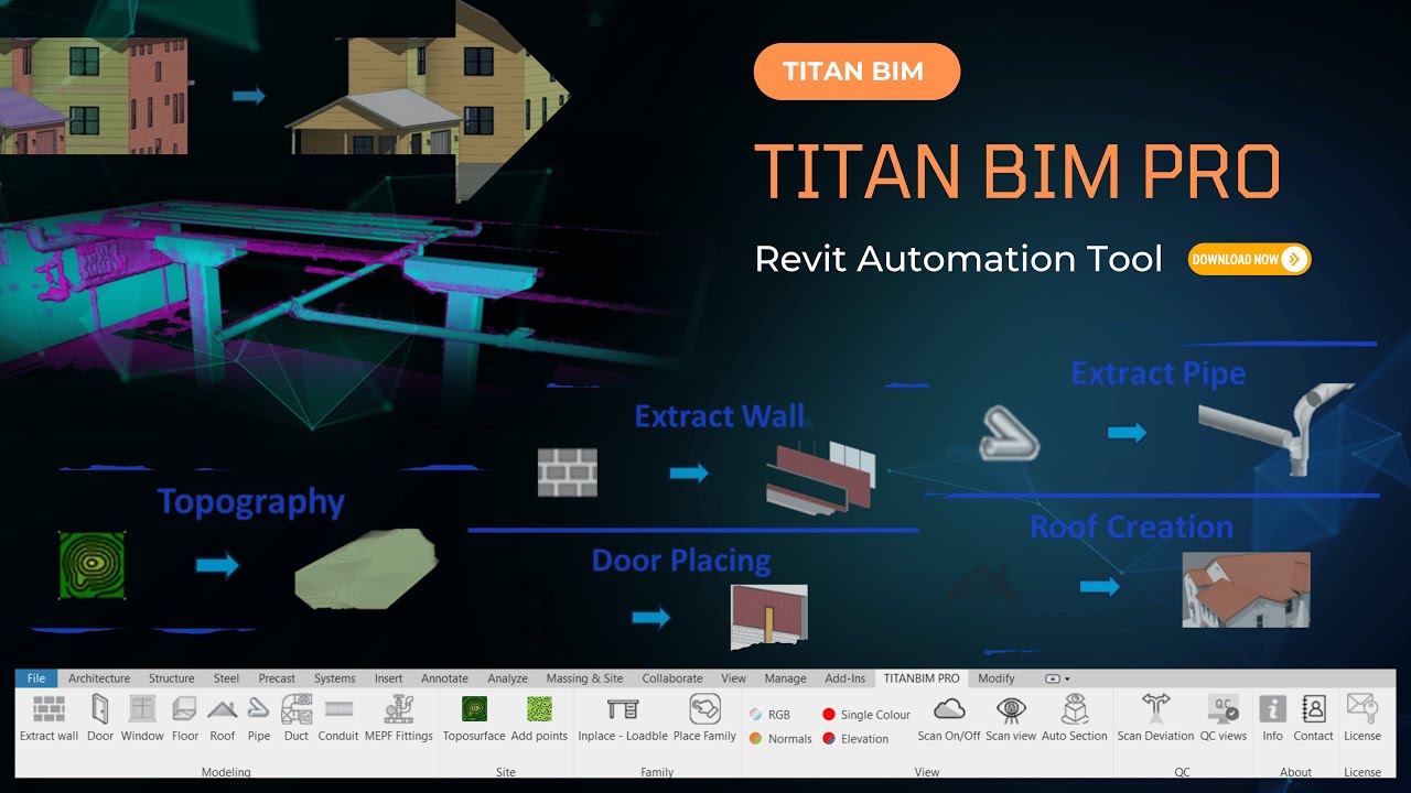 Scan to BIM Automation tool for Revit | Save your 30% modeling time using TITANBIM PRO - YouTube