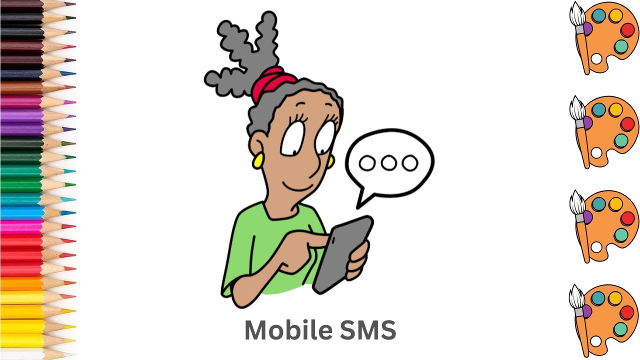 Mobile SMS - Sketch Art and Paint | Step by step tutorial | Pencil to ...