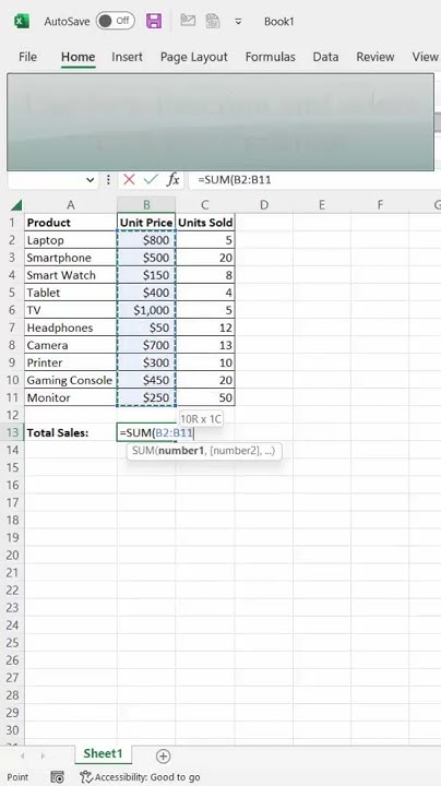 Easily Calculate the Sum of Products Using the SUM Function in Excel - YouTube