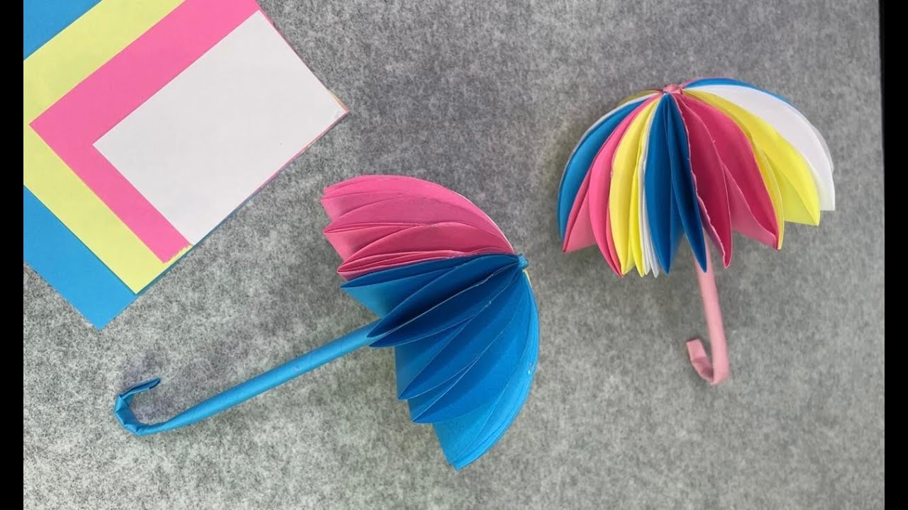 How To Make Beautiful Umbrella With Color Paper | DIY Paper umbralla ...