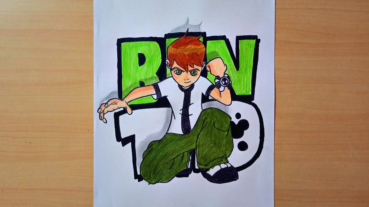 How to Draw Ben 10 || Ben 10 Drawing Step by Step || colour drawing ...