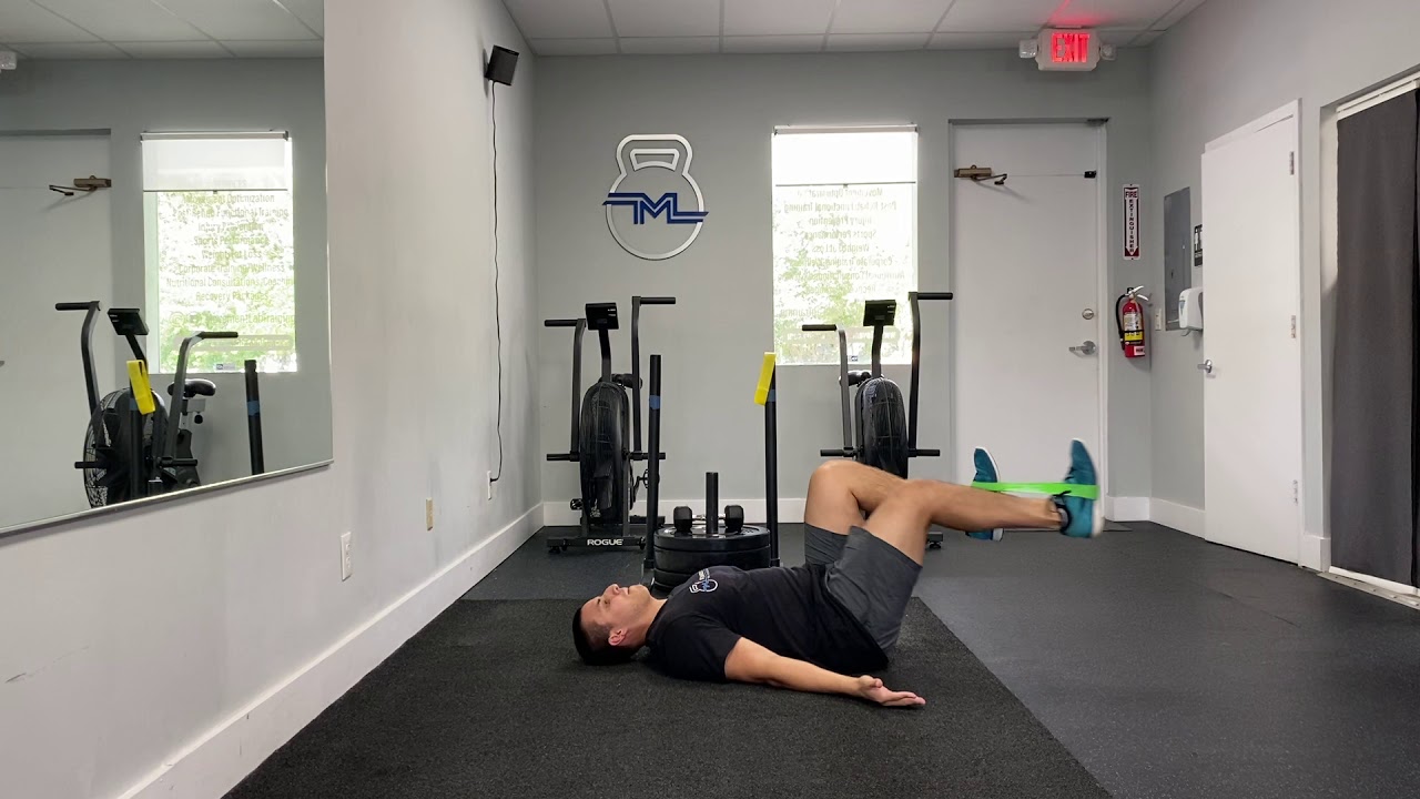 Supine Banded March (ab exercise) - YouTube