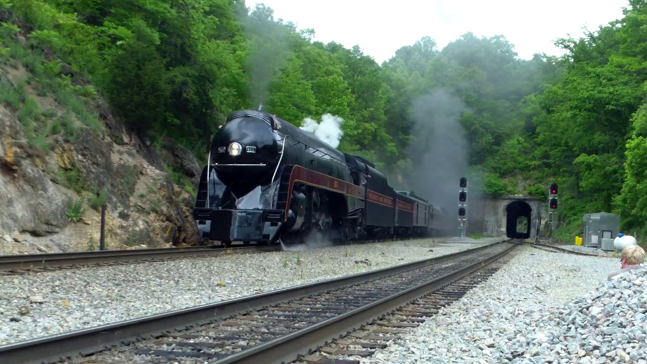 The N&W 611 Steam Locomotive Leading 957 At Montgomery VA On The Old N ...
