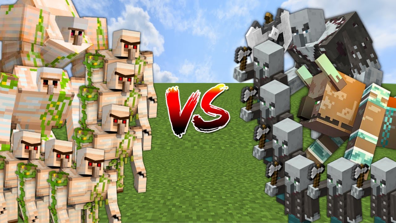 GOLEMS vs ILLAGERS | Minecraft Mob Battle - YouTube