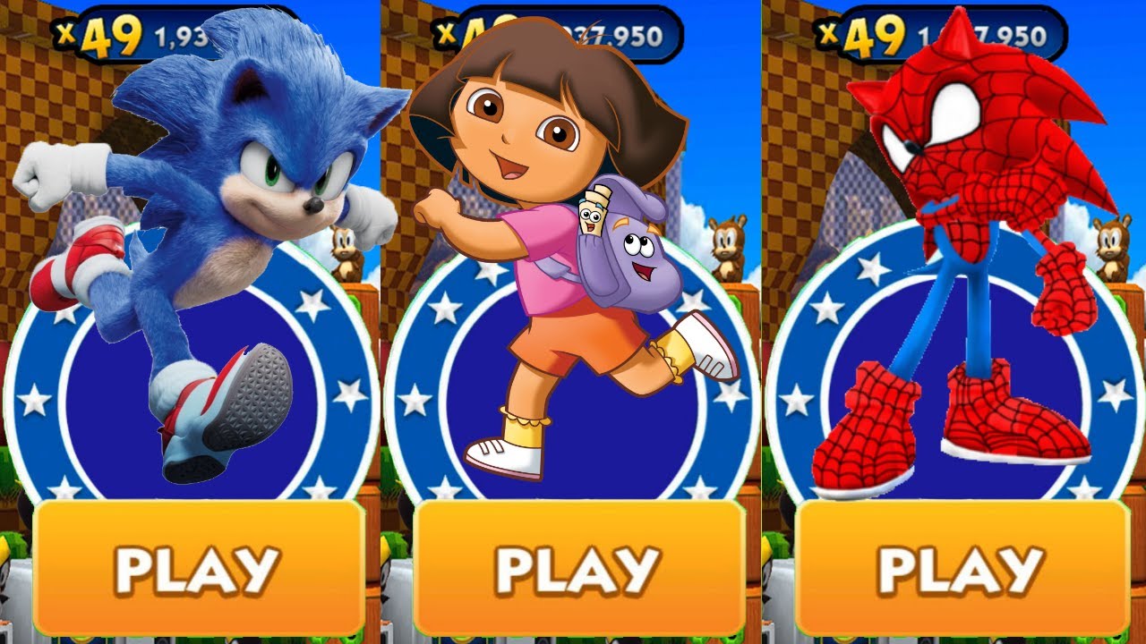 Sonic Dash vs Spiderhog Sonic Run vs Dora the Explorer Run Movie Sonic vs All Bosses All ...