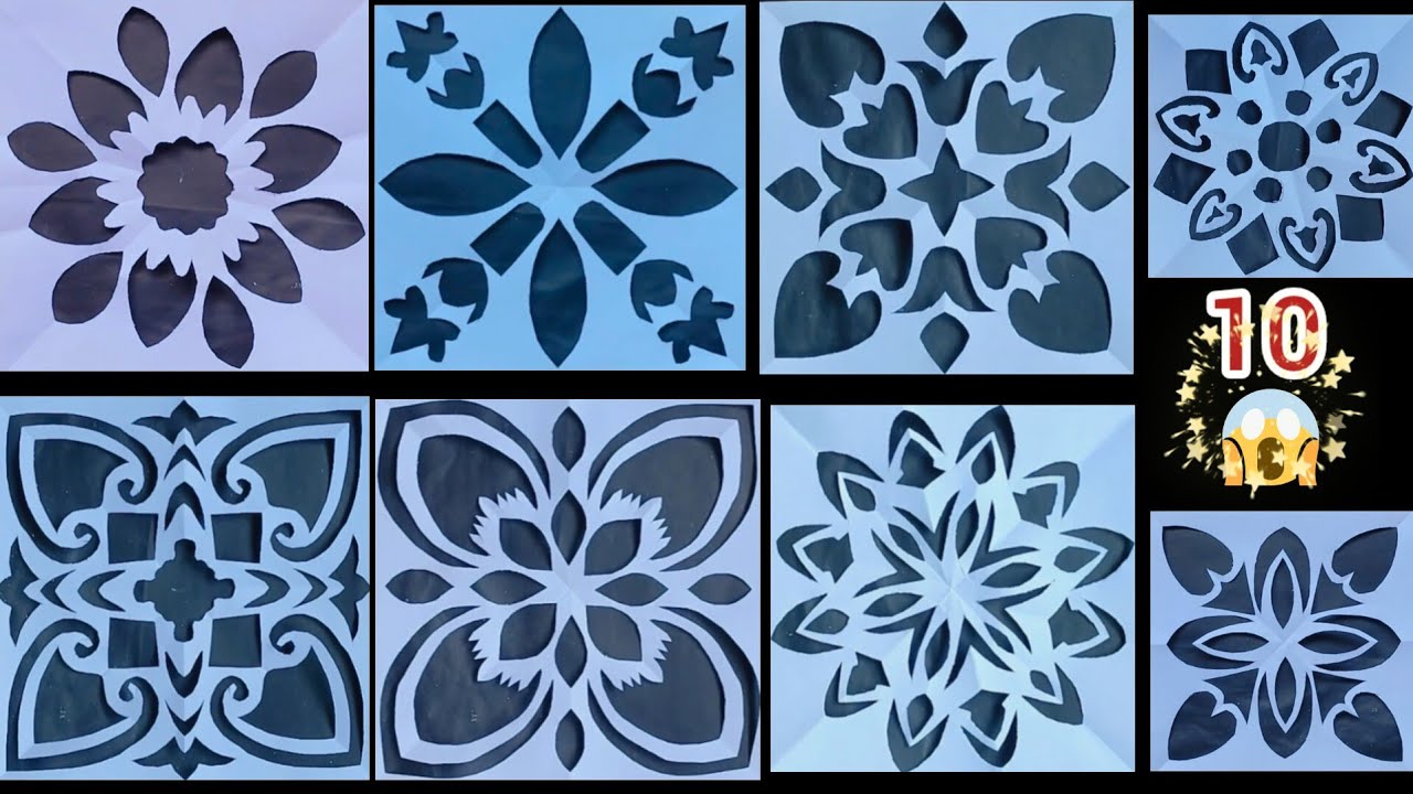 10 unique beautiful snow flake idea| How to make rangoli stencil|paper ...