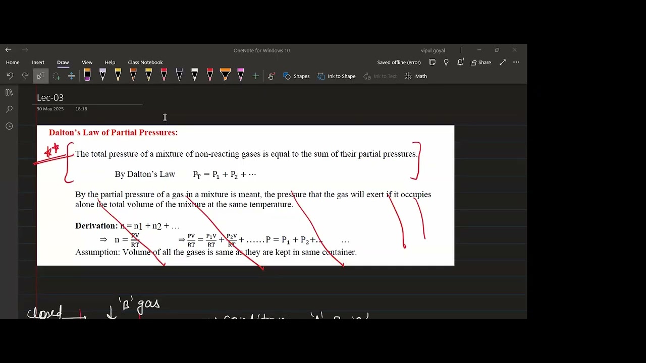 Foundation Advanced lec 03 Dalton's Law of Partial Pressures & Grahm's Law of Diffusion Basics ...