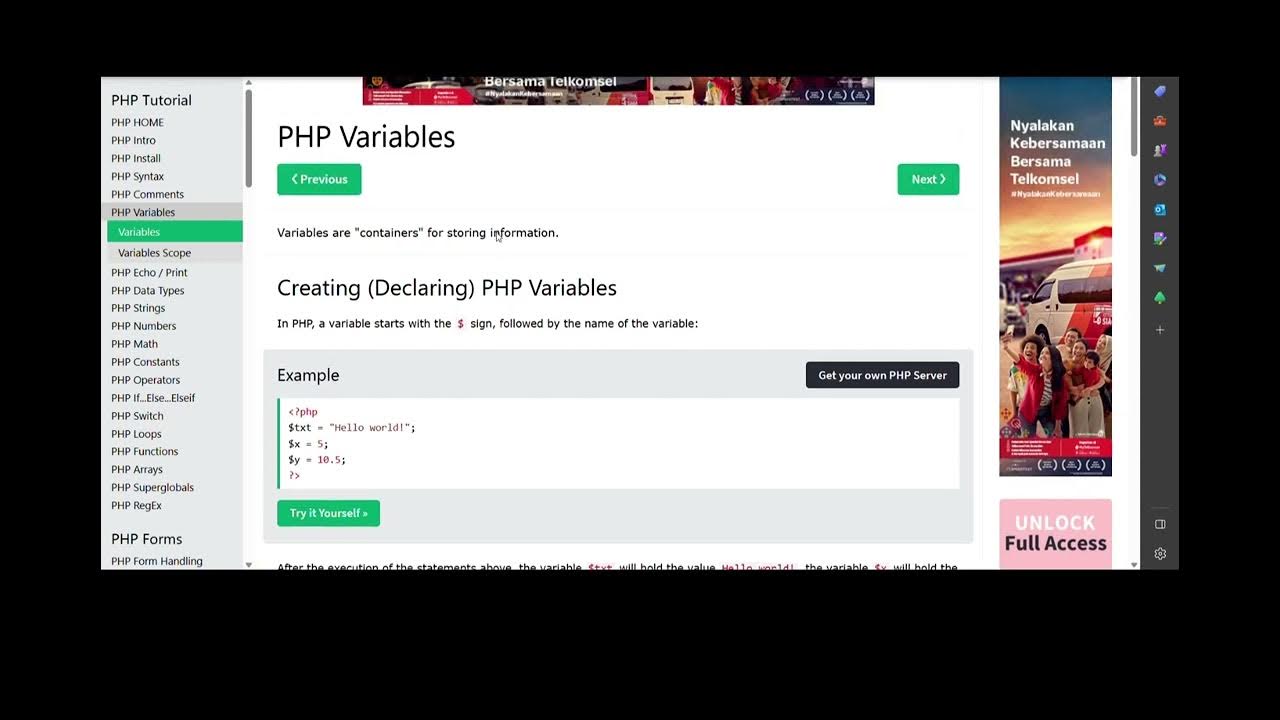 Penjelasan Program Php Pada W3school Youtube