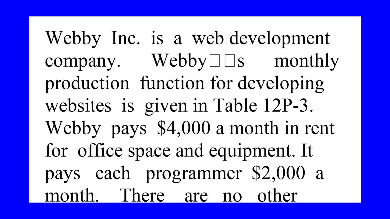 Webby Inc is a web development company Webbys monthly production ...
