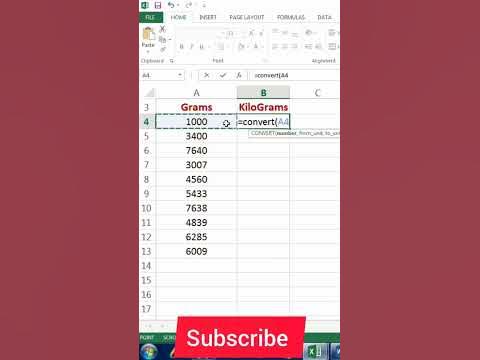 How convert grams into Kg in excel |MS Excel tutorials | - YouTube