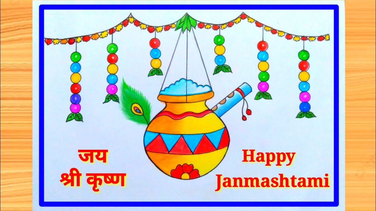 Janmashtami Special Drawing / How to Draw Happy Janmashtami Poster Very ...