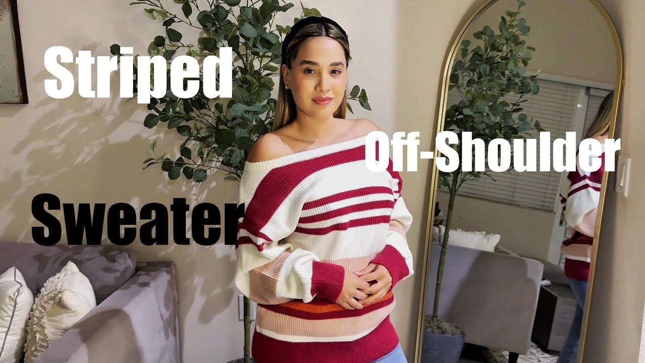 Striped Off-Shoulder Sweater: Weaving Autumn for You~ - YouTube