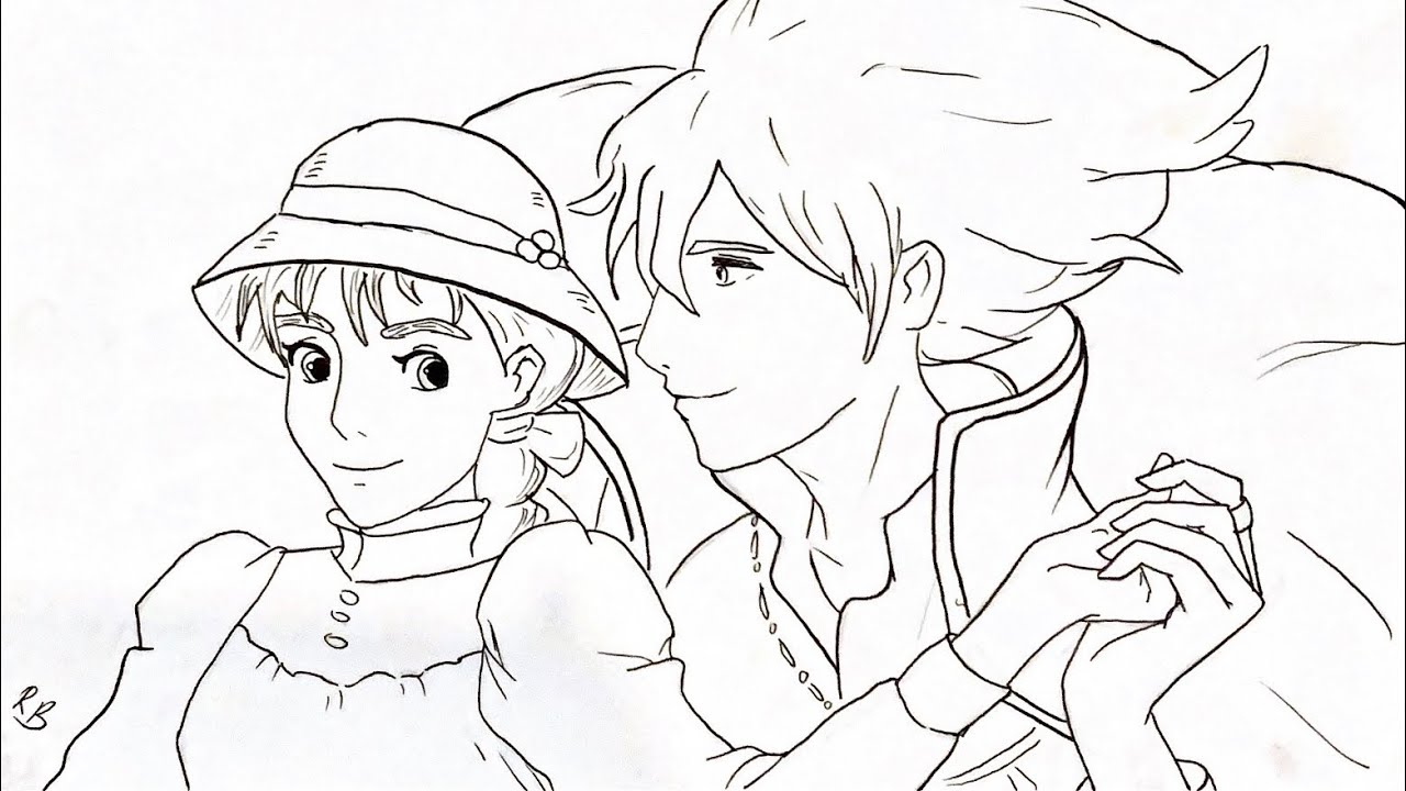 Howl and Sophie💙 line art - YouTube