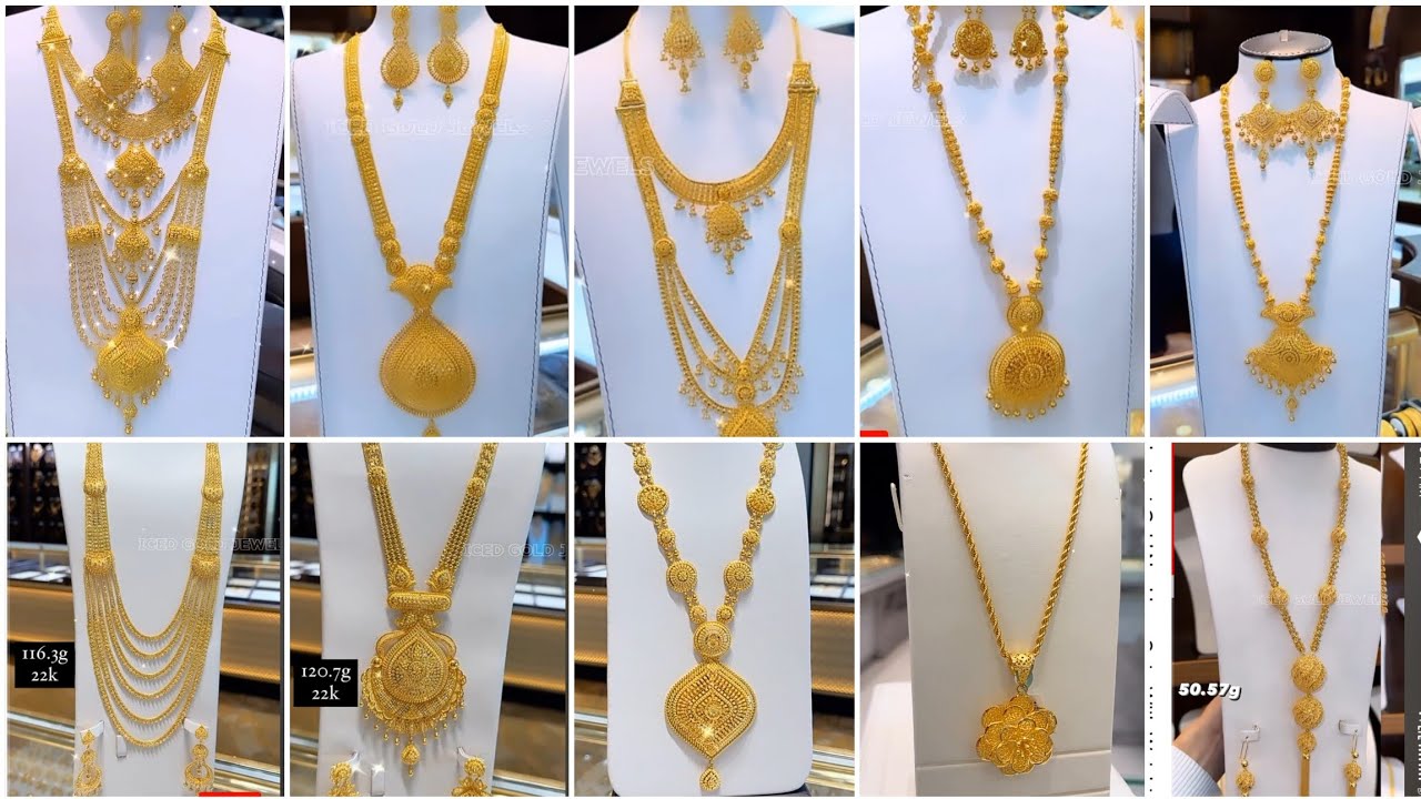 Latest Gold Necklace Sets With Weight | Daily Wear Gold Necklace Sets ...